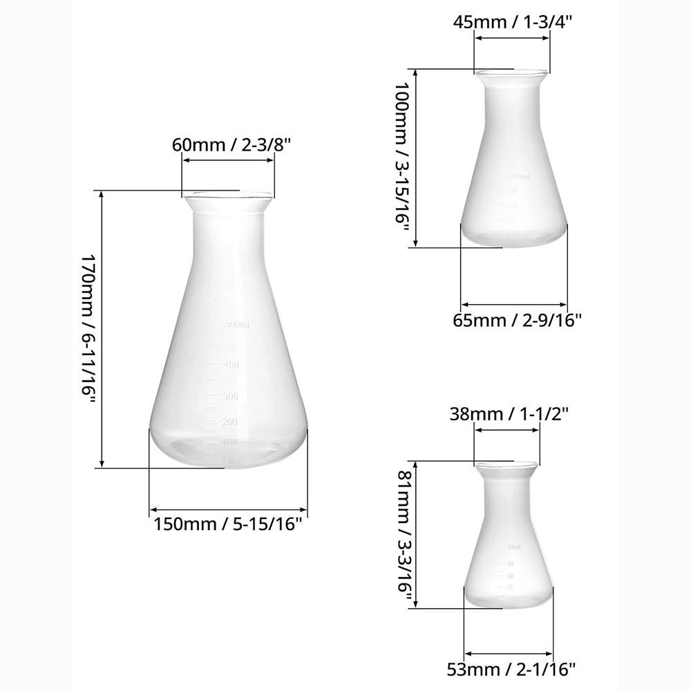 50/100/500ml Education Learning Tool Erlenmeyer Flask Laboratory ...