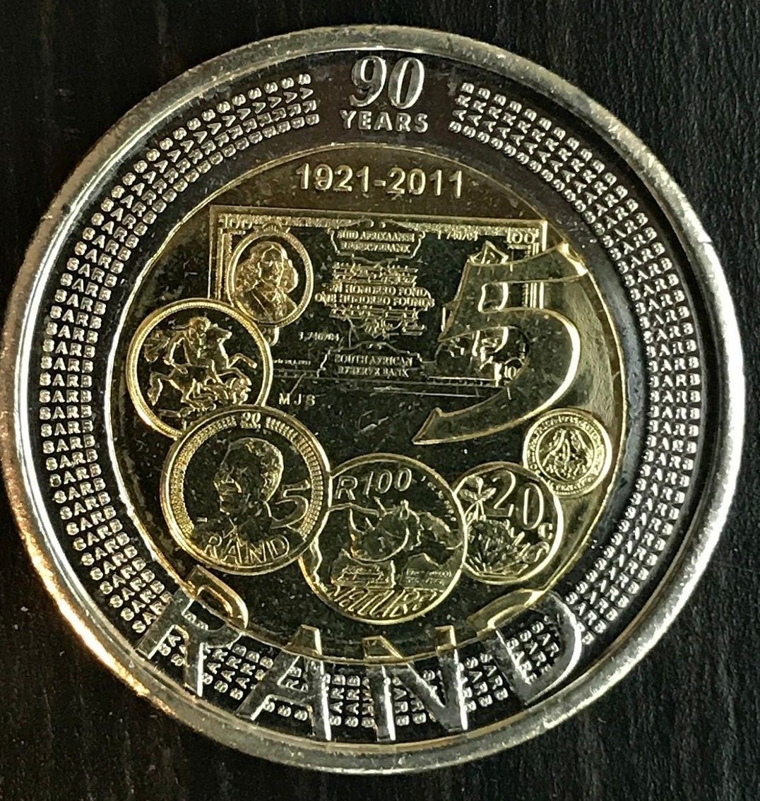South Africa 2011 SARB BiMetal R5 Uncirculated Coin Features the 2008 ...