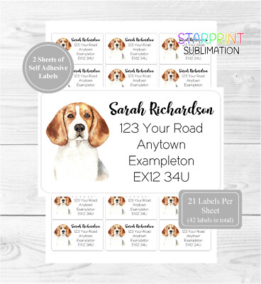 Beagle 42 Personalised Dog Address Labels, Customised Return Stickers ...