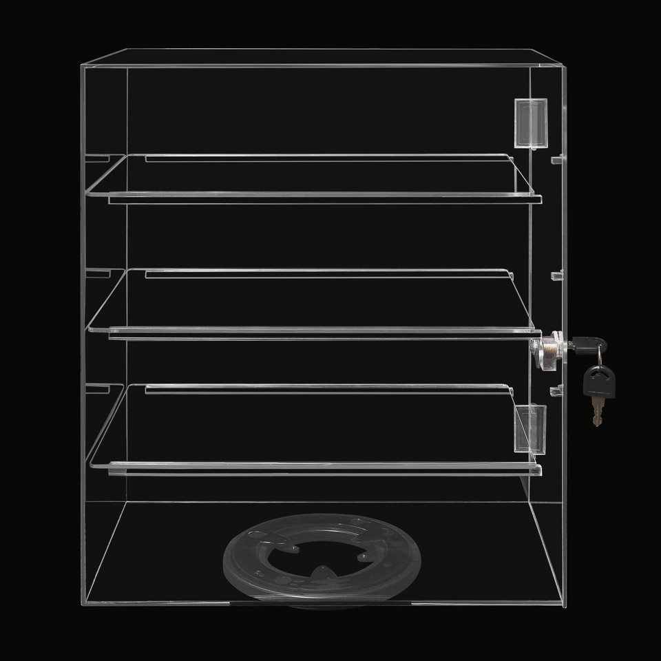 4-Tier Acrylic Display Case Clear Showcase Rotating Storage Shelf ...