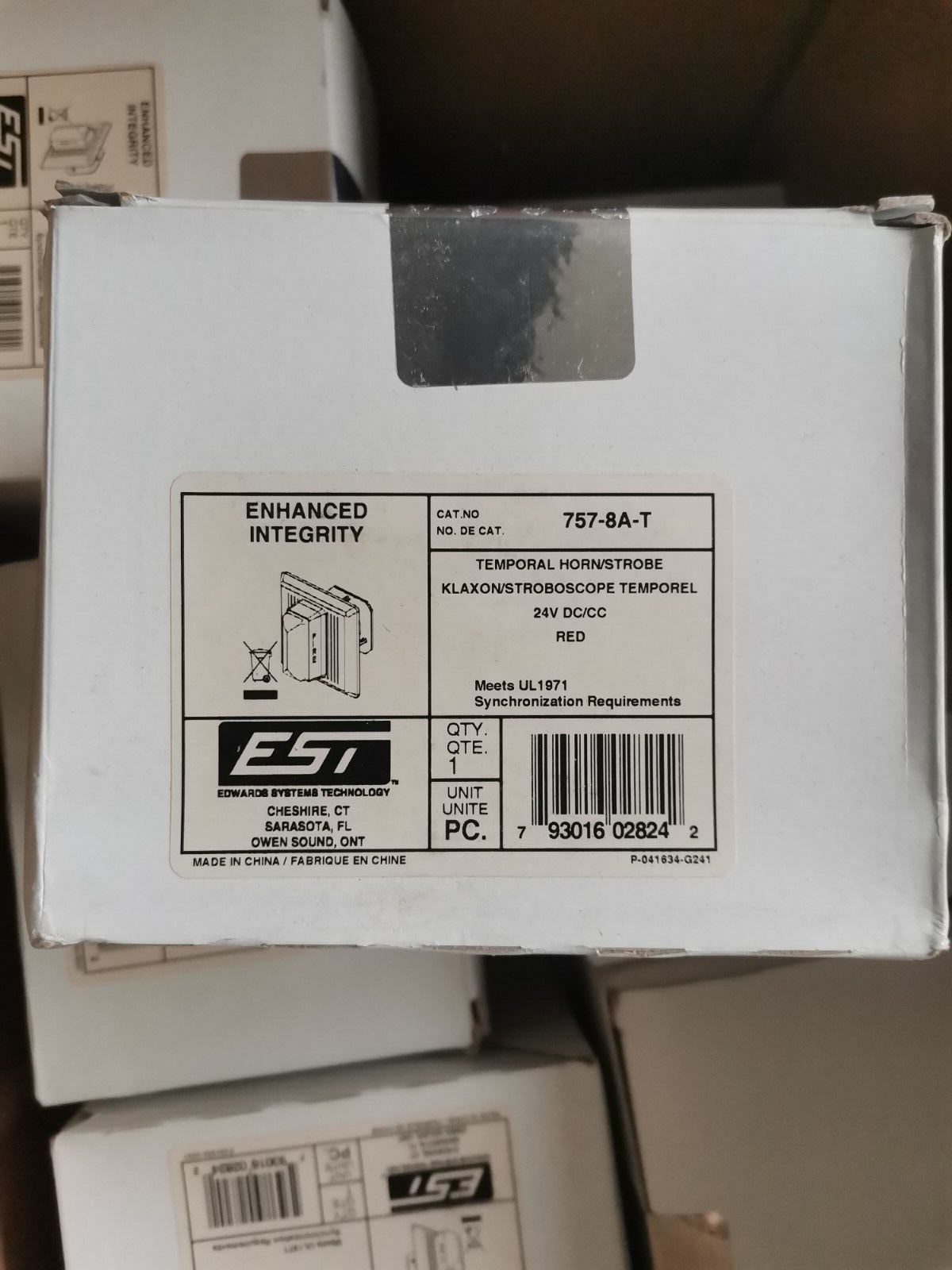 Edwards Est 757-8a-t Temporal Strobe Horn 110cd in Red for sale online ...