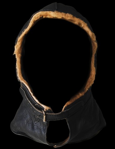 WW2 LEATHER SHEEPSKIN PILOT SKULL CAP Hat Helmet Bomber Flight Aviator ...