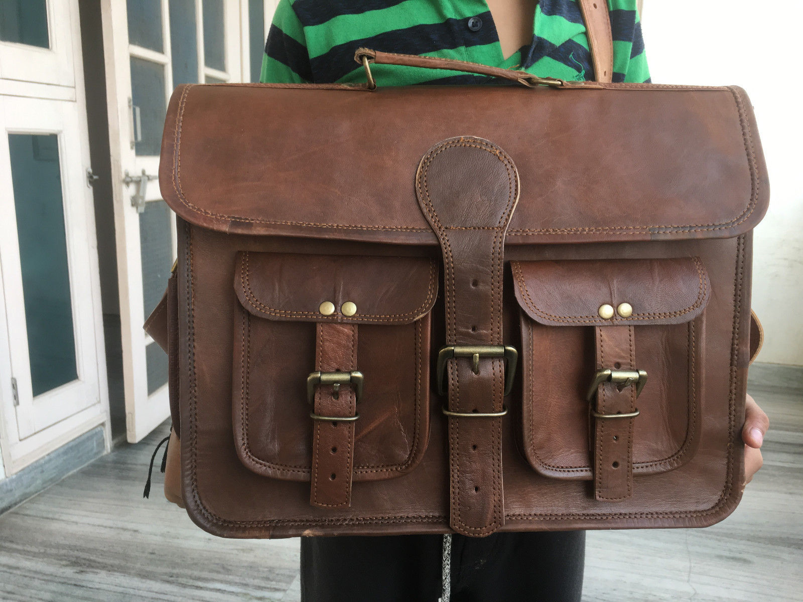 Men Real Vintage Rare Leather Satchel Messenger Man HandBag Laptop ...