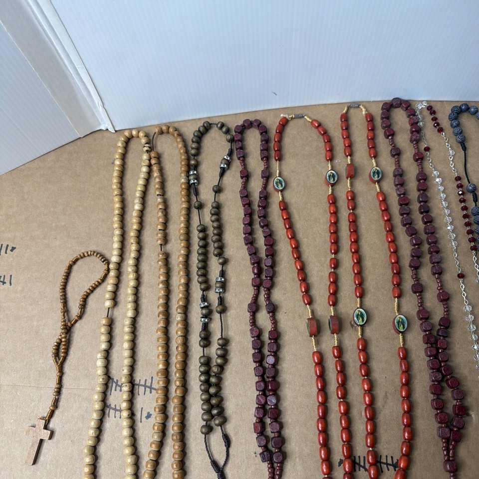 Vintage Rosary Lot of 18 Religious Items Catholic Rosary Beads Prayer ...