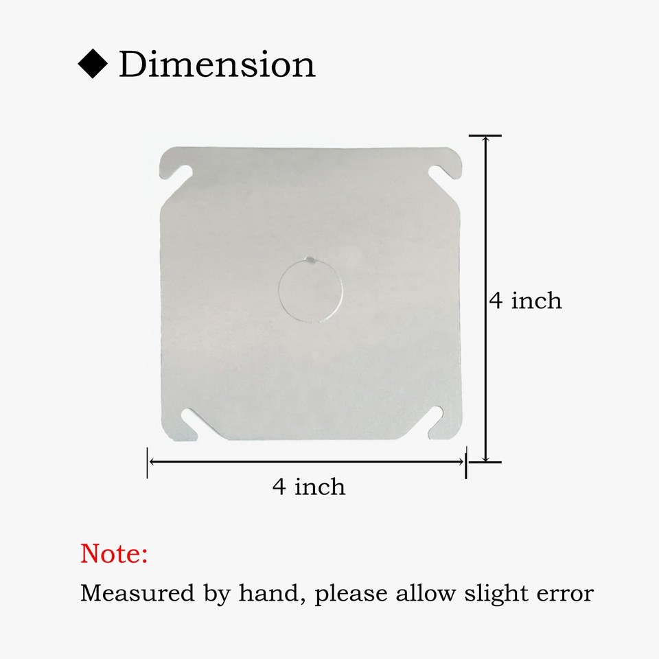 4 Packs Square Electrical Box Cover with 1/2 Inch Knockout, 4 Inch ...