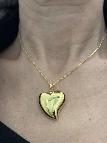 Royal Chain 14k Yellow Gold Plated 925 Sterling Silver Puffed Heart ...