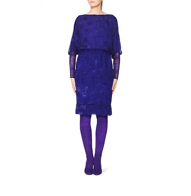 $895 NEW Tamara Mellon Starburst Devore Velvet Dress Electric Blue ...