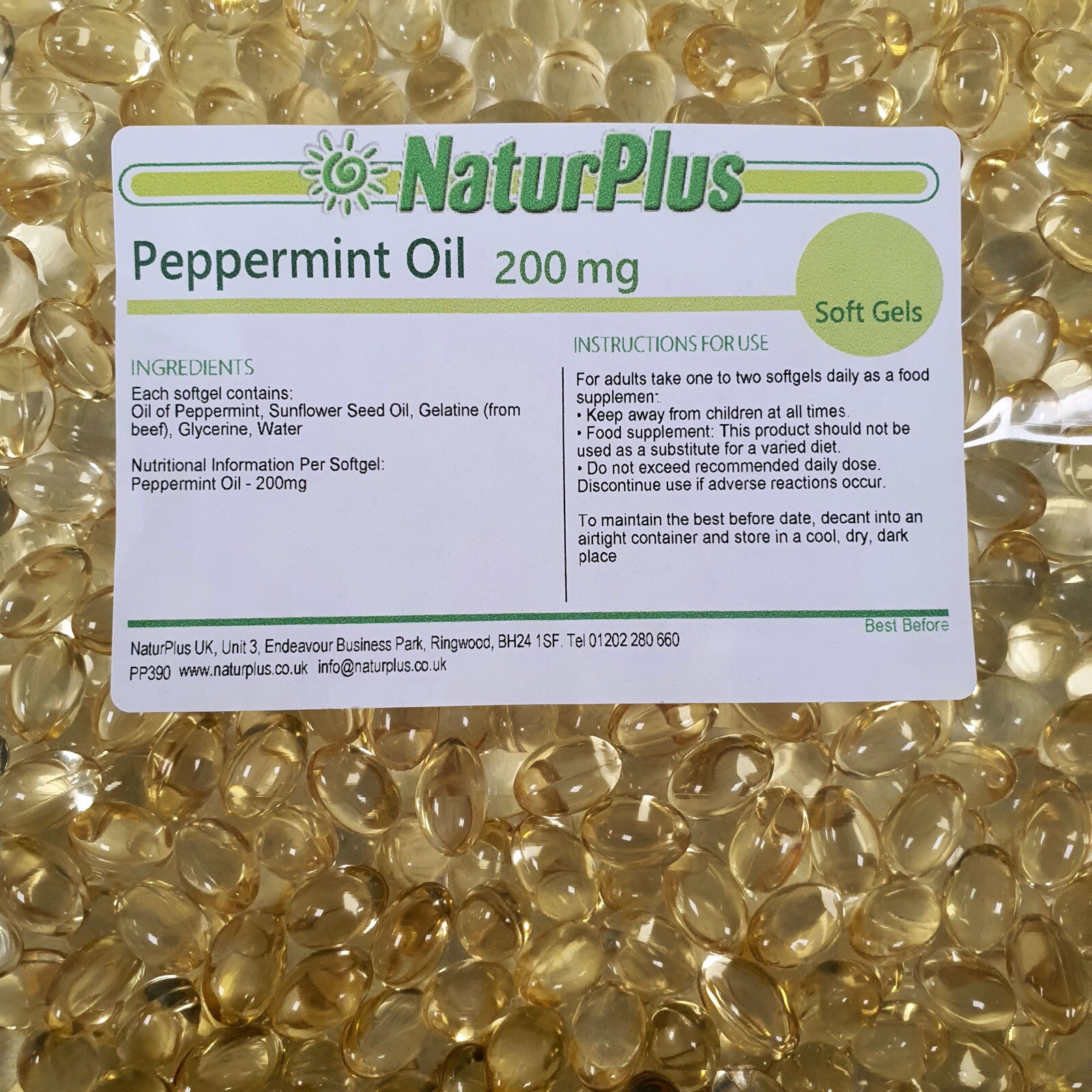 Peppermint Oil 200mg Softgel 90 - 180 - 365 Capsules Free UK P&P ...
