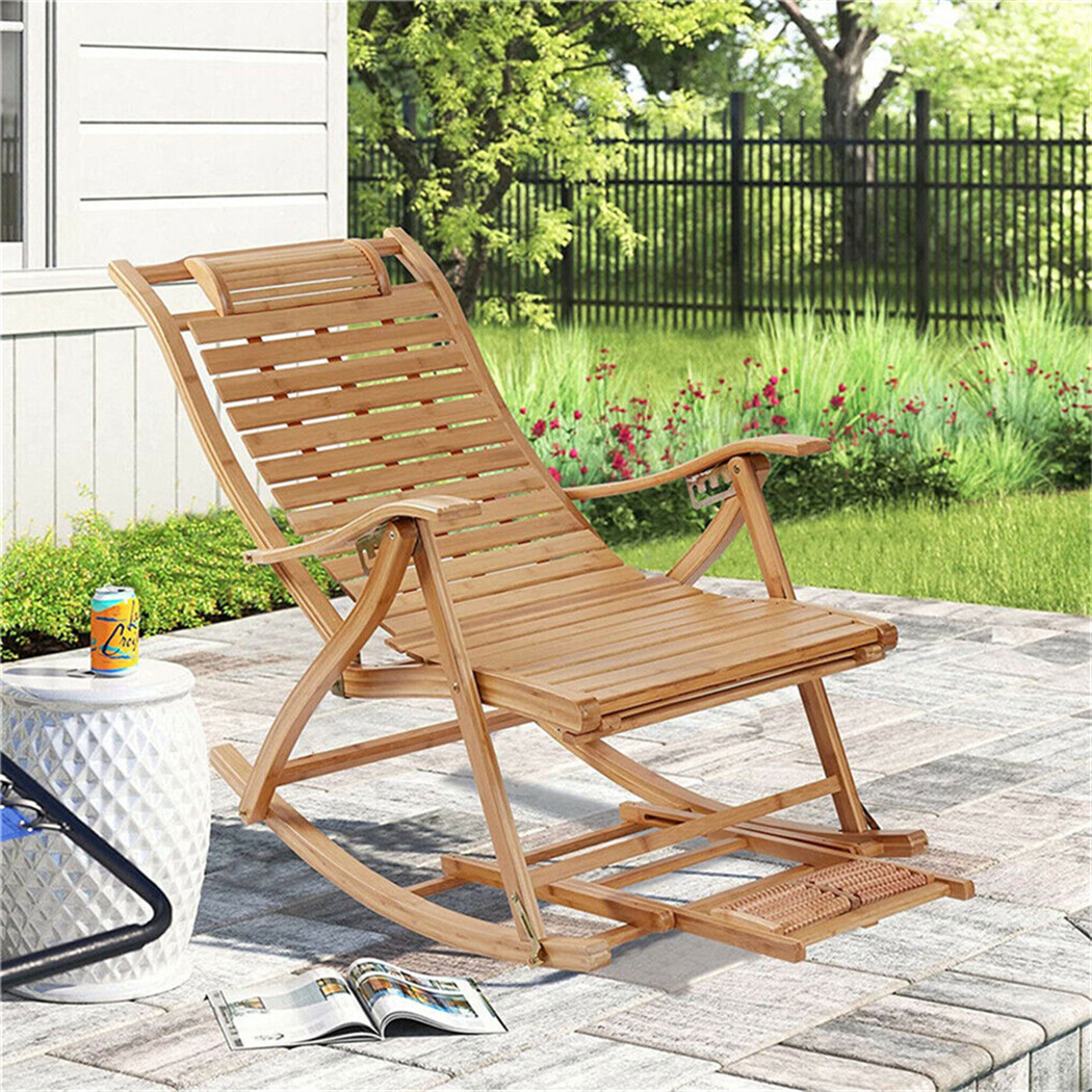 Extra Large Rocking Chair Wooden Lounge All Weather Recliner with High ...