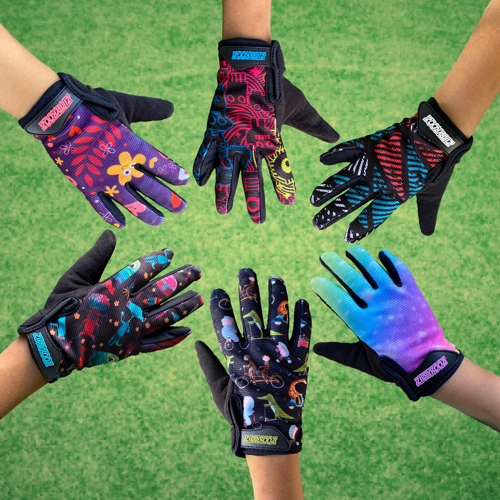 ZippyRooz Aliens Toddler/ Little Kids Bike Gloves Full Long Finger ...