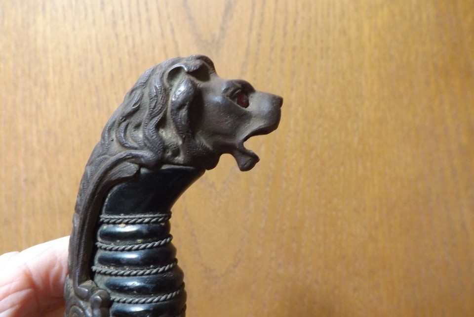 very unique antique Lions Head dagger knife jeweled eyes | eBay