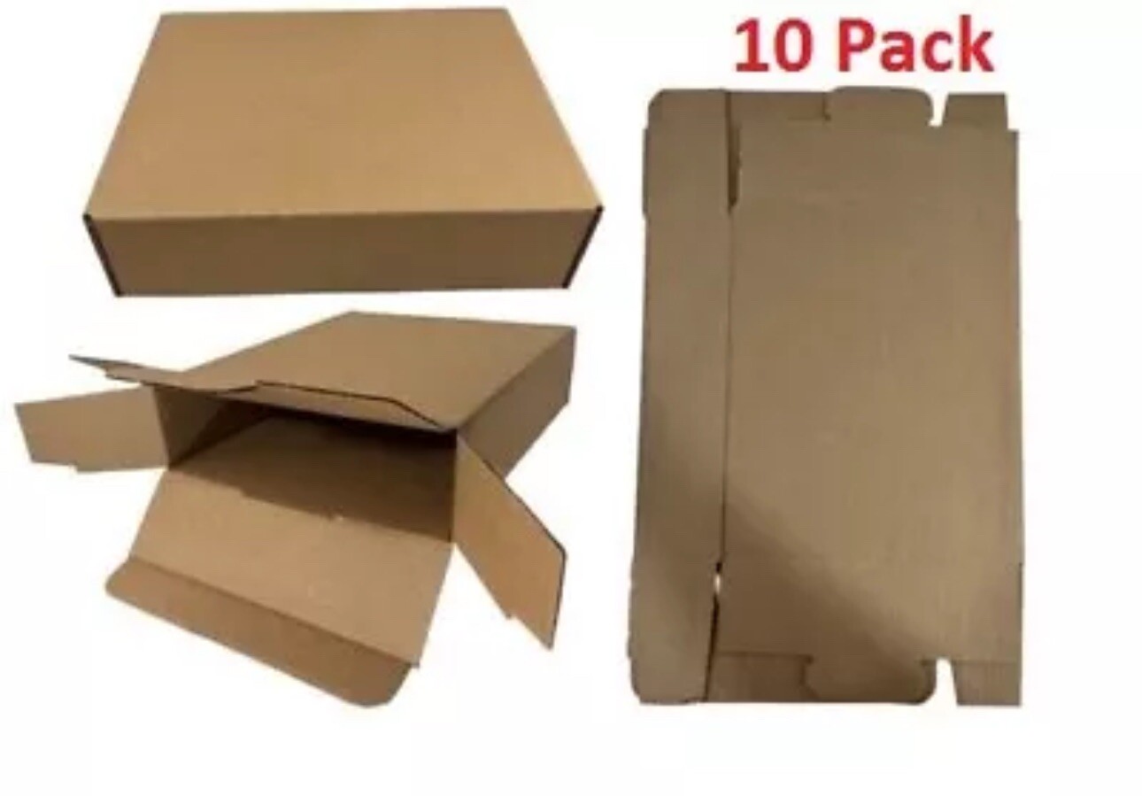 10 x Brown SELF LOCKING Cardboard Shipping Box 12" Boxes Side Loading ...