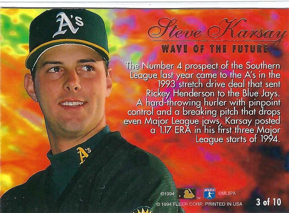 1994 Flair Wave of the Future Steve Karsay -Oakland Athletics | eBay