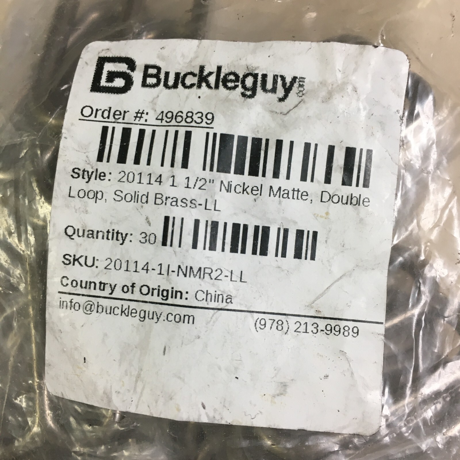 Bag of 30 Buckle Guy 20114 1-1/2" Nickel Matte Double Loop Slider Solid ...