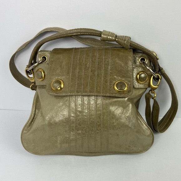 Cynthia Rowley Hillary Metallic Gold Shoulder Bag Lea… - Gem