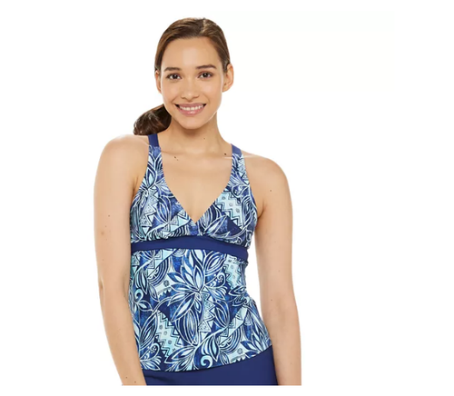 Women's N Swimwear Print Cross-Back Bust Enhancer Tankini Top MSRP $48 ...