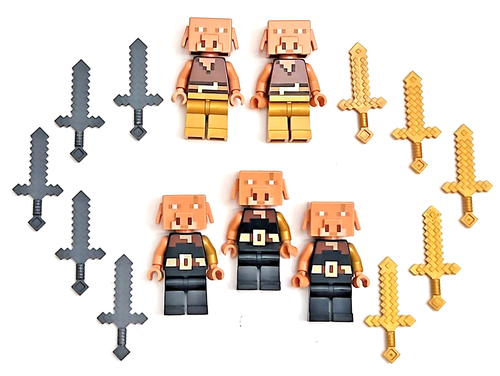 Lego Minecraft Piglin & Piglin Brute Minifigure Lot - 5 Pig Figures w ...