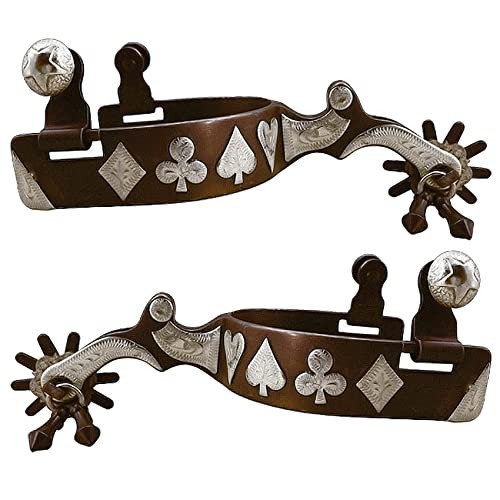 Western Antiqued Spurs with German Silver Hand Engraved Trims and Rowel ...