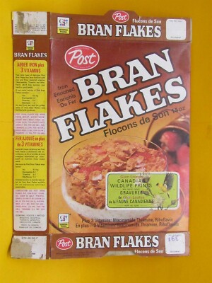 1970s Post Bran Flakes Cereal Box Canadian Glen Loates Wildlife Art ...
