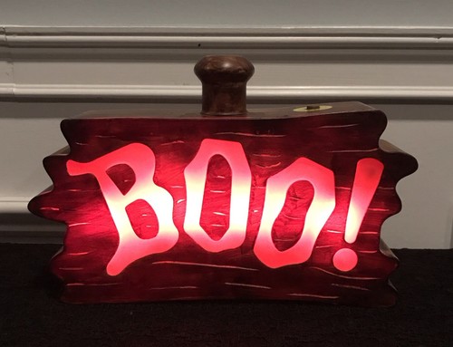 GEMMY HALLOWEEN BOO! Plaque ~LIGHTS & SOUND WALL HANGING Decor ~Motion ...