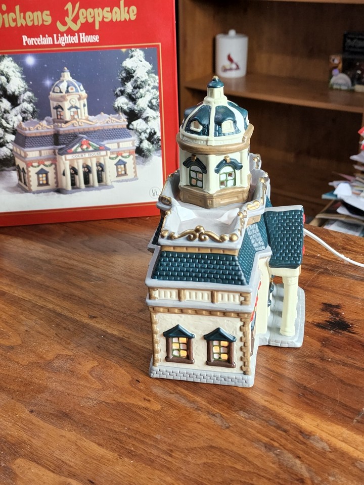 Dickens Keepsake Porcelain Lighted House Village Courthouse in box EUC ...