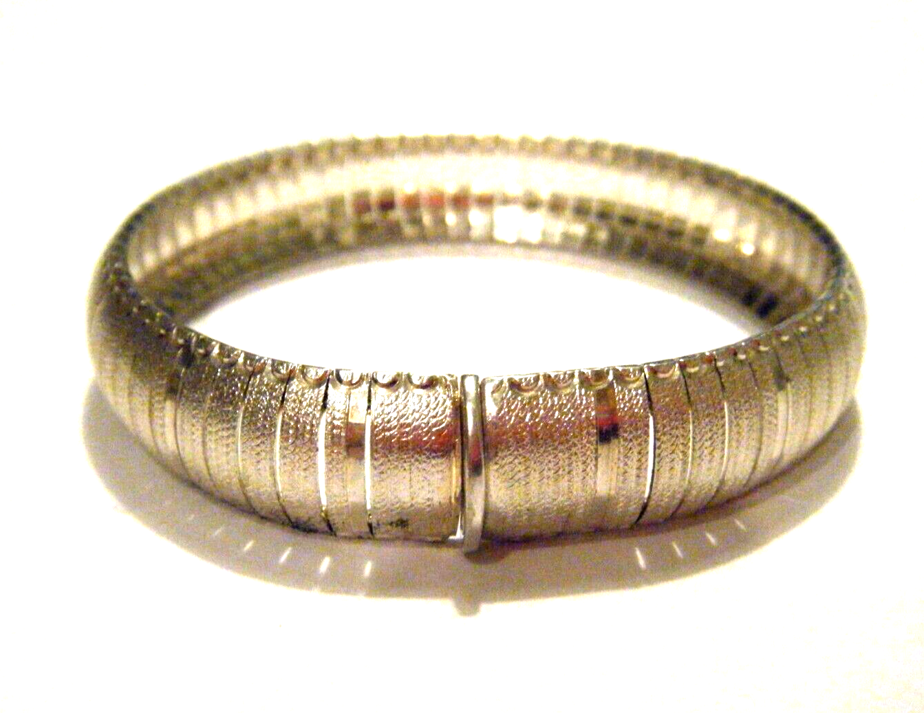 Textured Vintage 80s Sterling Silver 13mm Wide Omega Flex Bangle ...