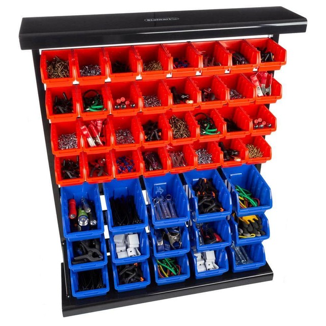 Stalwart Small Parts Organizer Rack Tool Storage Combo 47 Compartment ...