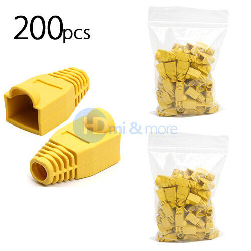 400x Yellow CAT5E CAT6 RJ45 Ethernet Network Cable Strain Relief Boots ...