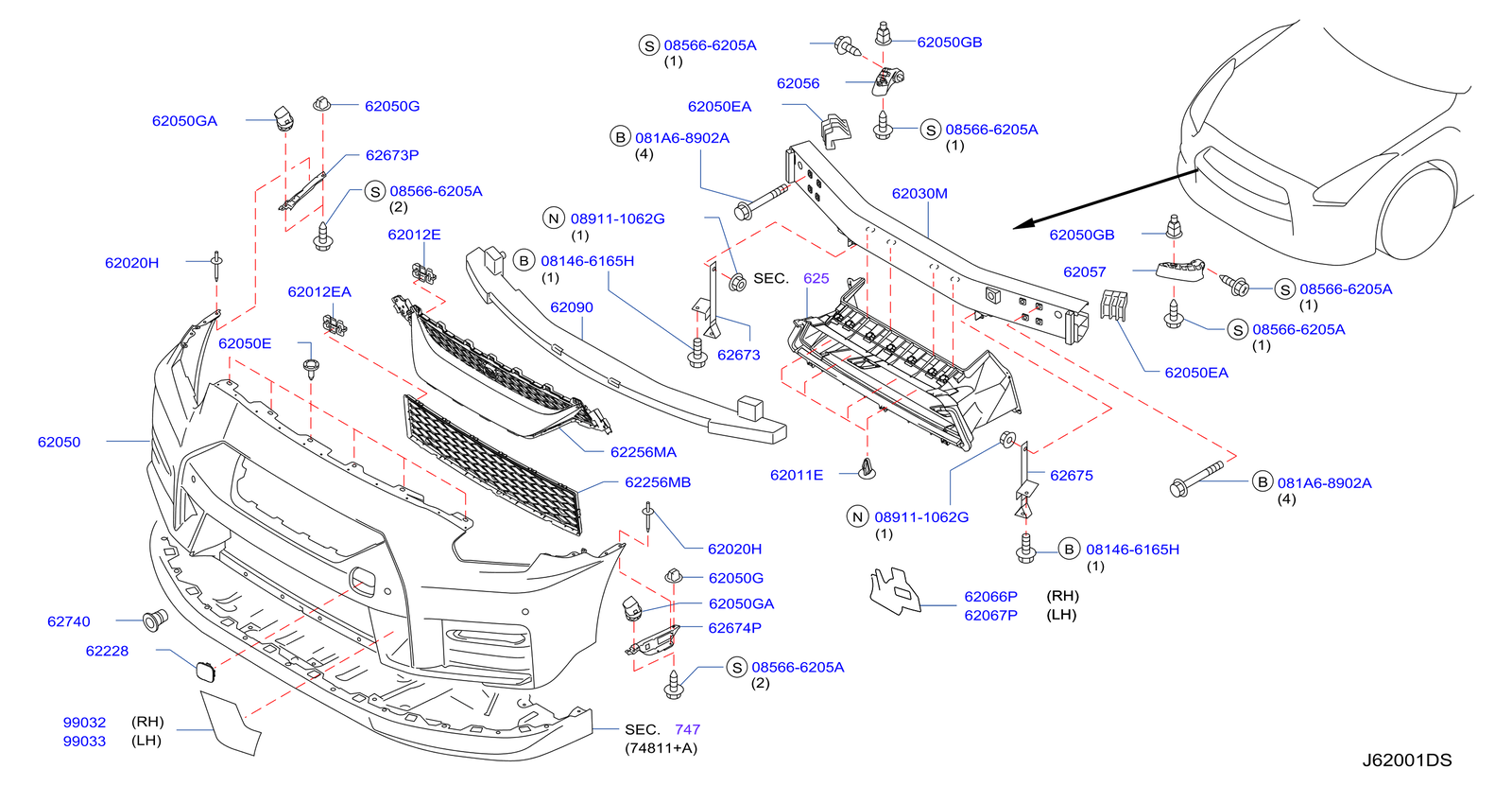 Nissan/INFINITI 62256-6HW0A Grille Bumper. (Front). | eBay