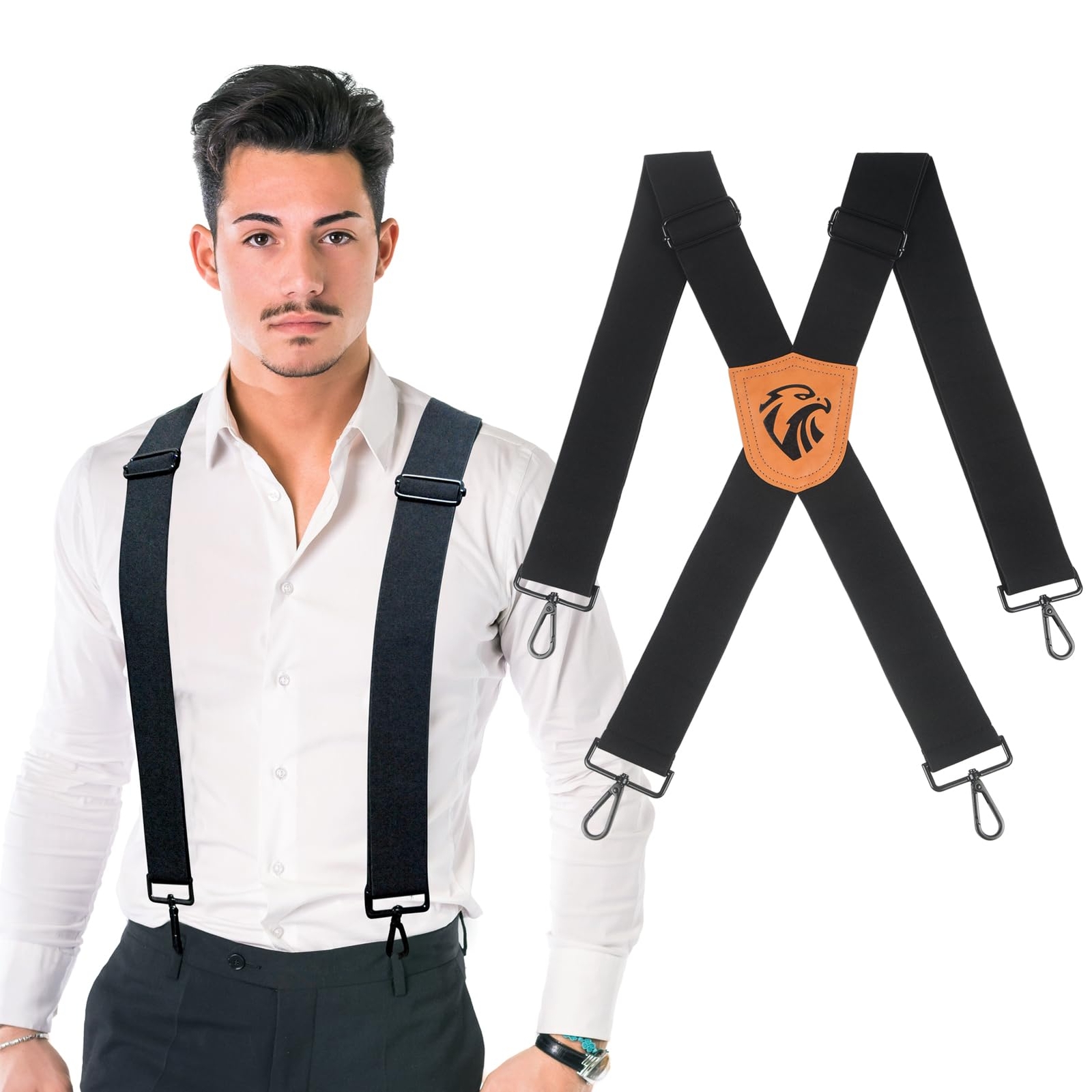 2 Inch Men's Suspenders - Heavy Duty Work Suspenders with Swivel Hooks ...