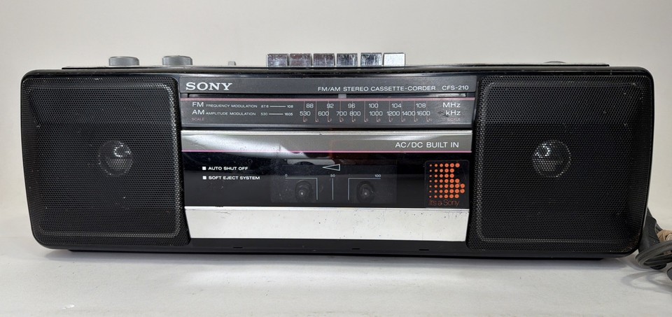 VTG Sony CFS-210 Sound Rider Boombox AM/FM Cassette Tape Black Tested ...