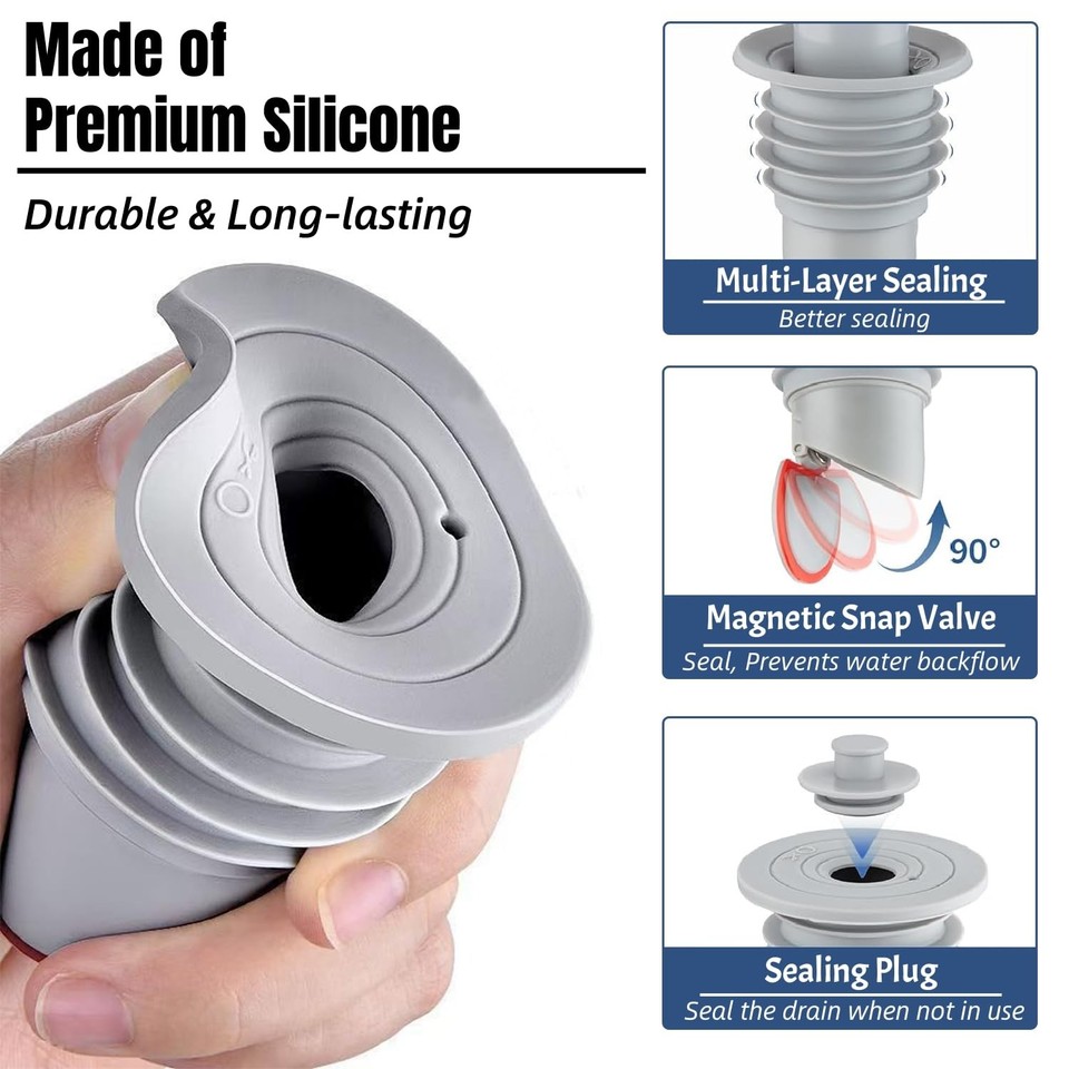 Washing Machine Drain Hose Seal, JHBKing Washer Outlet Plug, M, Grey ...