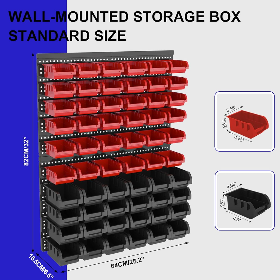 Wall Mounted Storage Bins, Nut and Bolt Organizer, Plastic Bolt Bin ...