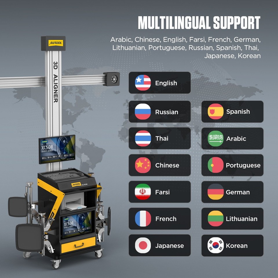 AUTOOL 3D Wheel Alignment Machine Fully Automatic Aligner w/ Printer ...