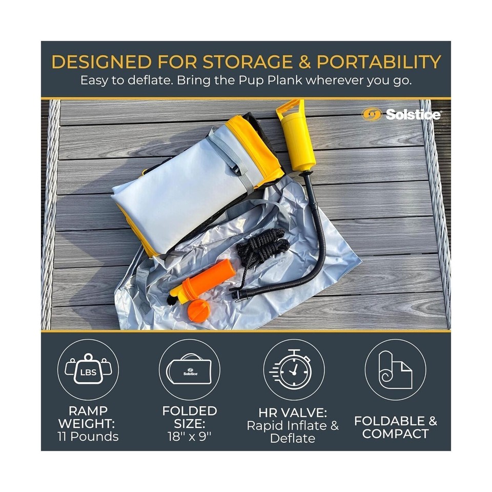 SOLSTICE ORIGINAL Inflatable Pup Plank Dog Float Floating Ramp Ladder ...