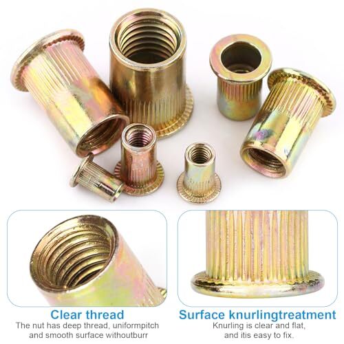 Rivet Nuts, 100 Pieces 1/4"-20, Rivet Nut, Carbon Steel Flat Head ...