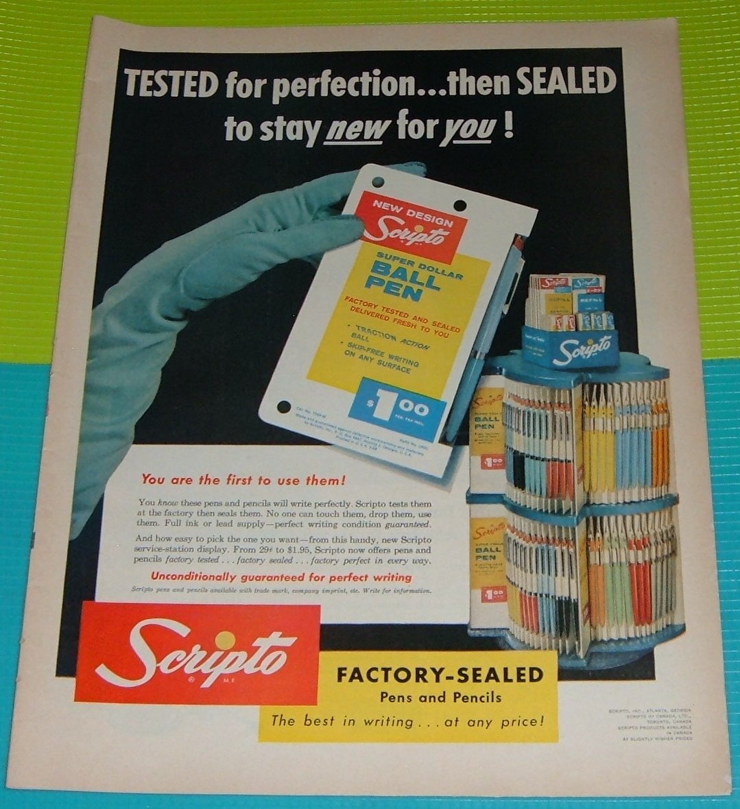 1959 PRINT AD~SCRIPTO PEN & PENCILS THE BEST IN WRITING AT ANY PRICE ...