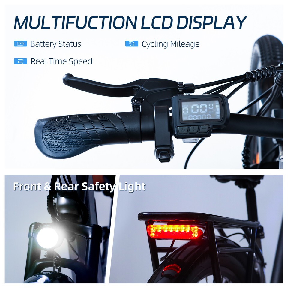 26'' Fat Tire Electric Bike,750W Mountain Bicycle Li-Battery for Adults ...