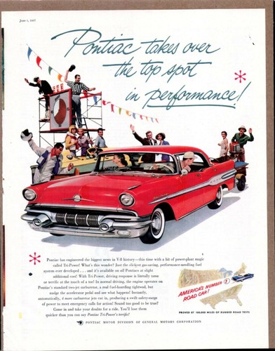 1957 PONTIAC Original Vintage Color Promo Ad | eBay