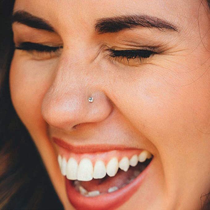 Box 20 Pieces of 925 Sterling Silver Bend Nose Stud 22g with 18k Gold ...