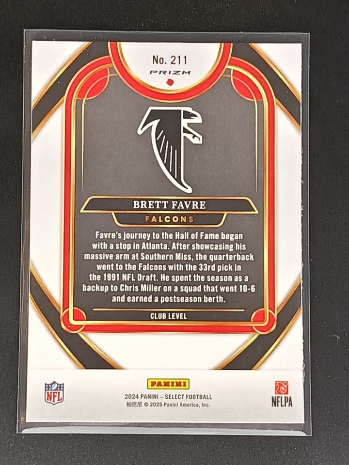RARE 2024 Panini Select Club Level Brett Favre #211 Red /Yellow Shock ...