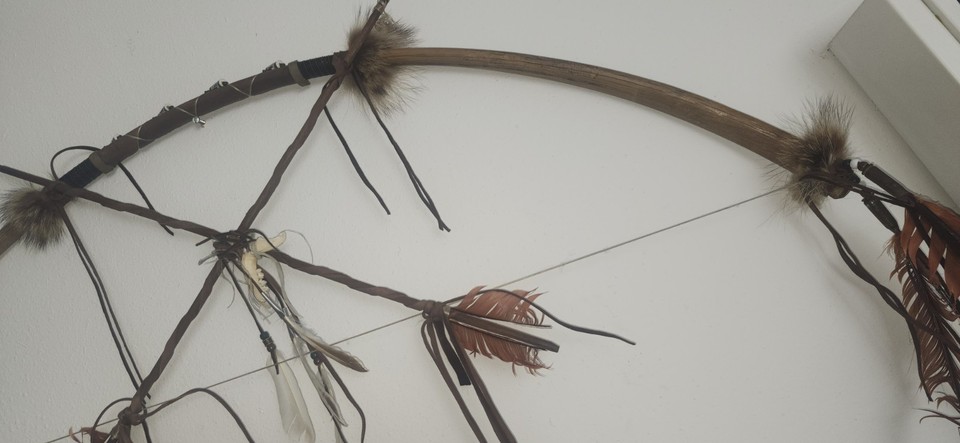 Indigenous American Native Bow And Arrows *Rawhide- Feathers- Partial ...
