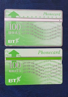 Vintage Retro Phone Card Set 2 Used Green Set 100 Units Green BT | eBay