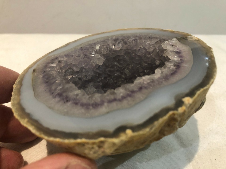 Amethyst Crystal Mineral Gemstone Cut Rock Geode High Polished Face ...