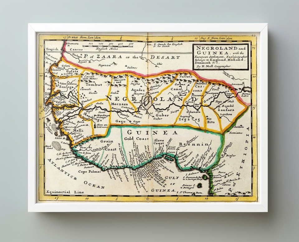 Negroland and Guinea Map 1736 West African American History Slave Trade ...