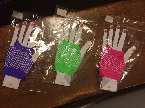 Assorted Neon Color Women Glove Fishnet Rock N Roll Fingerless 80's ONE ...