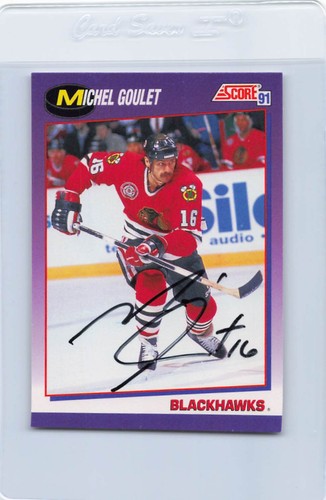 1991/92 Score #201 Michel Goulet Blackhawks Signed Auto *J7042 | eBay