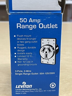 50 Amp 125/250V 3 Pole 3 Wire Range Power Outlet | eBay