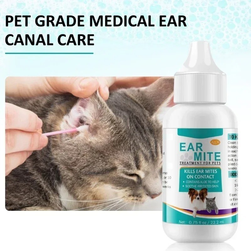 Natural Pet Ear Mite Treatment for Dogs & Cats Kill Ear Mites Infection ...