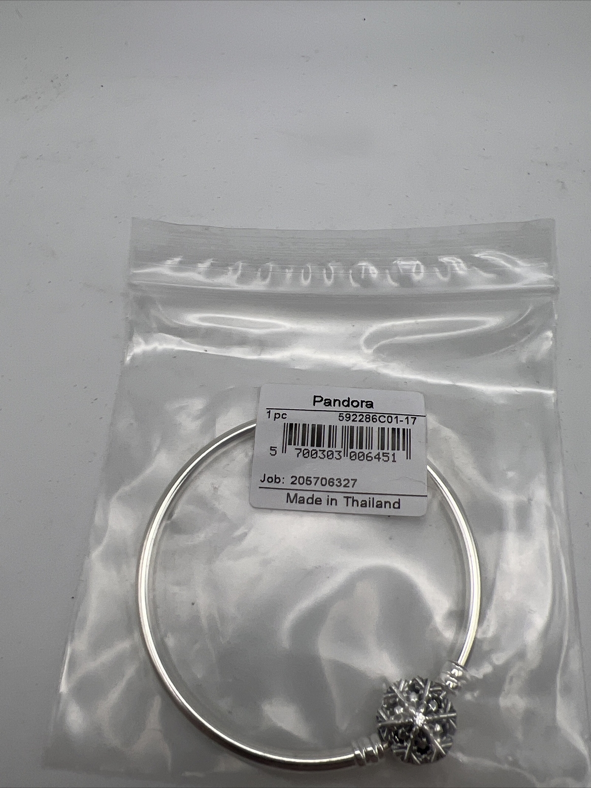 PANDORA Moments Sparkling Snowflake Clasp Bangle 592286C01-17 | eBay